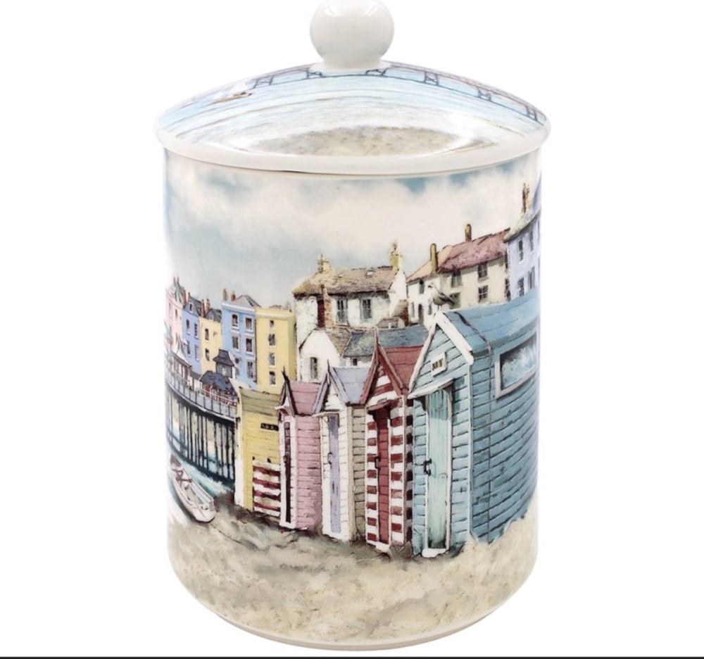 Sandy Bay Beach Seaside Ceramic Canister - threelittlebears.co.uk