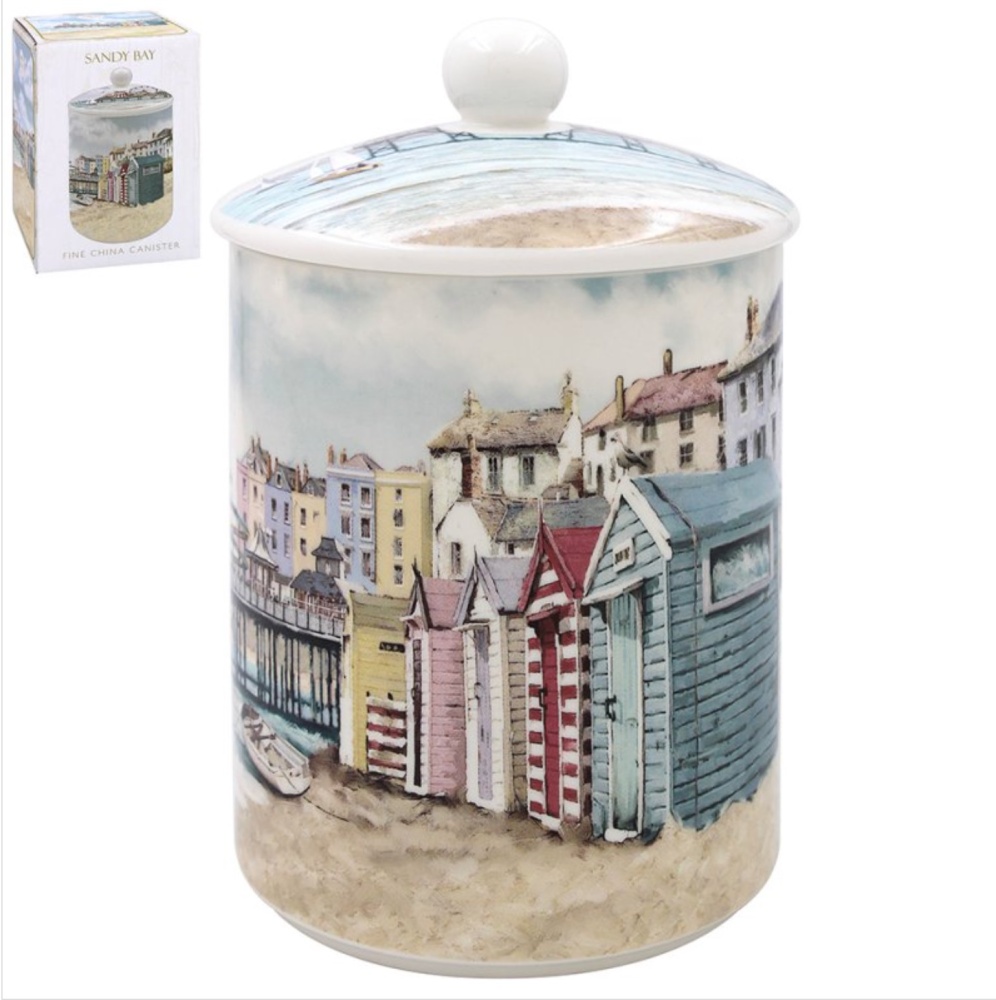 Sandy Bay Beach Seaside Ceramic Canister - threelittlebears.co.uk