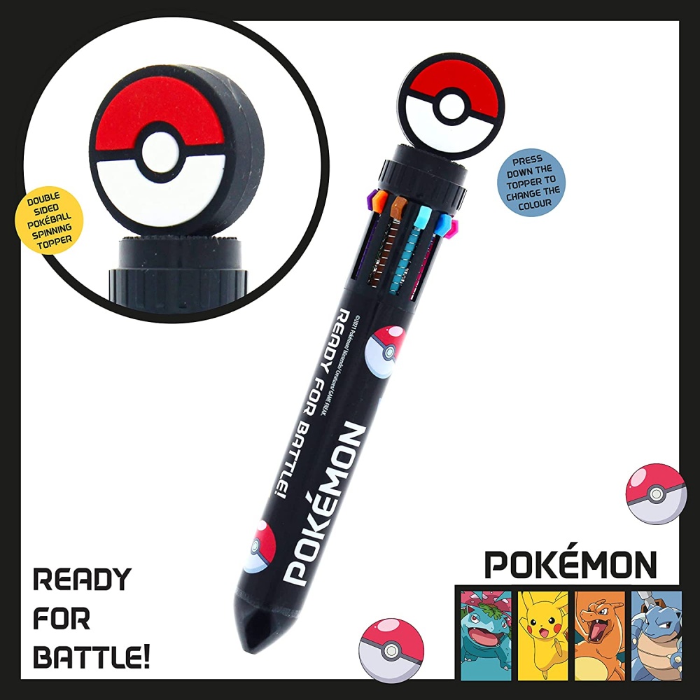 Pokemon Multi 10 Colour Pen - threelittlebears.co.uk