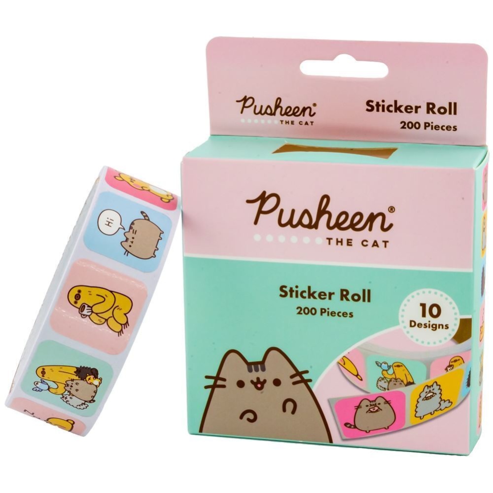 Pusheen the Cat Stickers Roll - 200 stickers - threelittlebears.co.uk