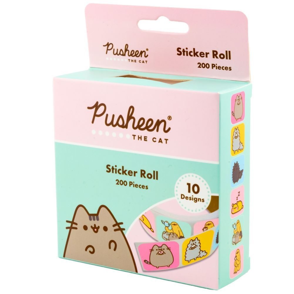 Pusheen the Cat Stickers Roll - 200 stickers - threelittlebears.co.uk