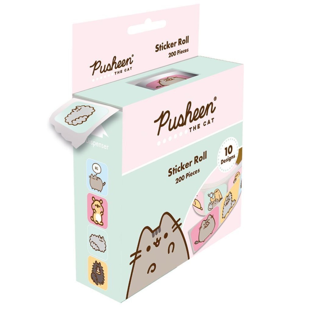 Pusheen the Cat Stickers Roll - 200 stickers - threelittlebears.co.uk