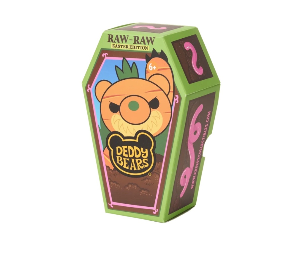 Raw-Raw Easter Coffin Deddy Bear 14cm Plush - threelittlebears.co.uk