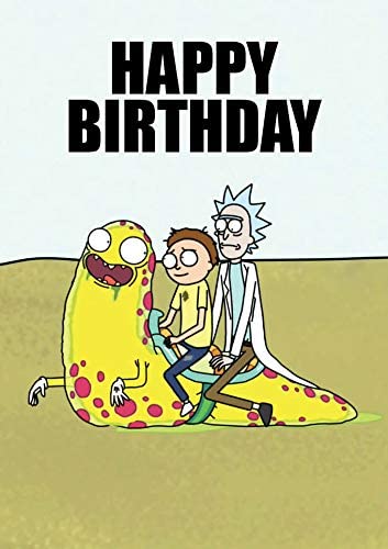 Rick and Morty Happy Birthday Slug - Greeting Card - threelittlebears.co.uk