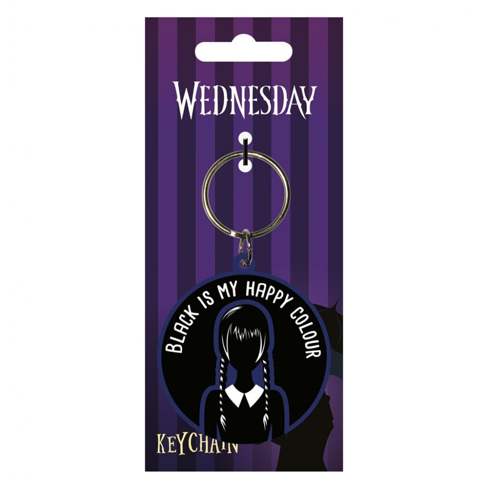 Wednesday Addams Black is my Happy Colour PVC Keyring Rubber Keyring ...