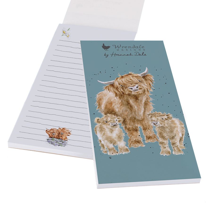 Wrendale Designs Highland Wishes Highland Cow Magnetic Shopping List ...
