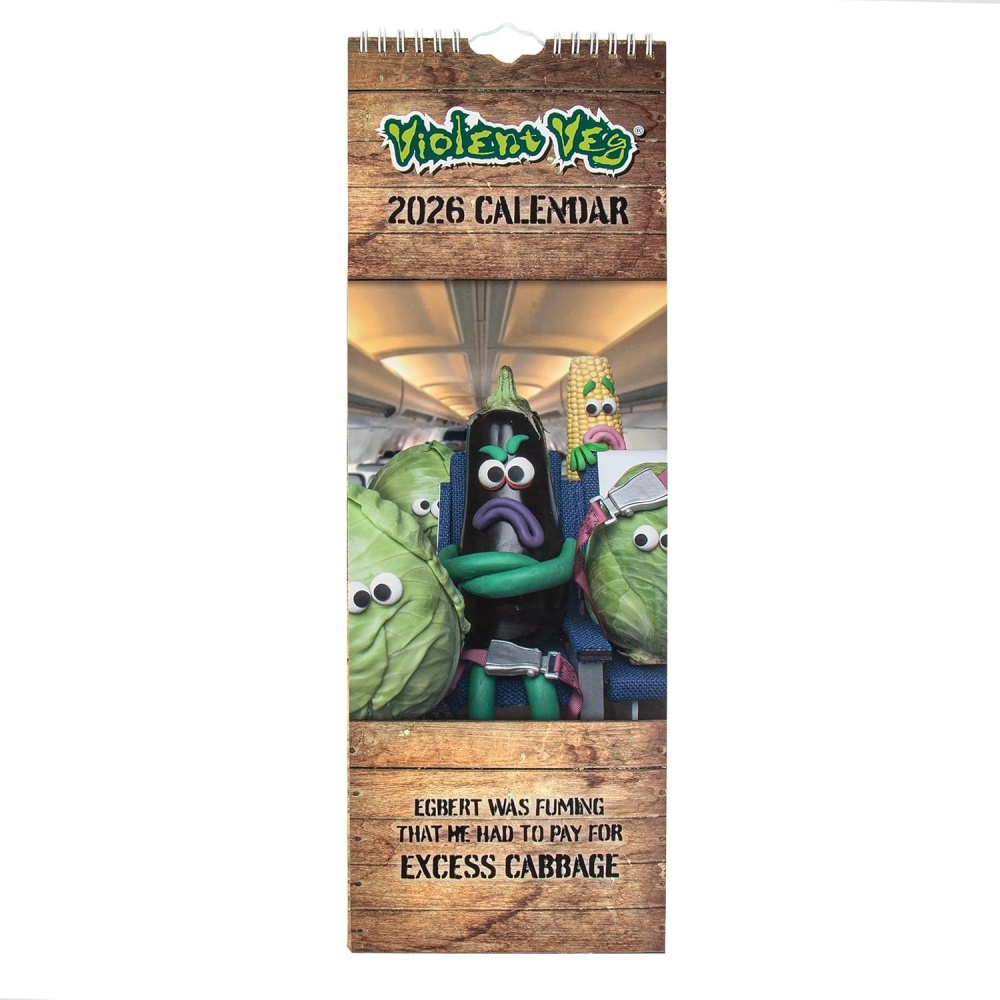 Violent Veg Slimline Calendar 2026 - threelittlebears.co.uk